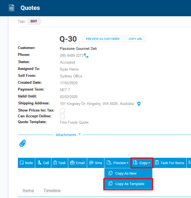 Quote Form Templates - General Help - the CRM CRM Australia