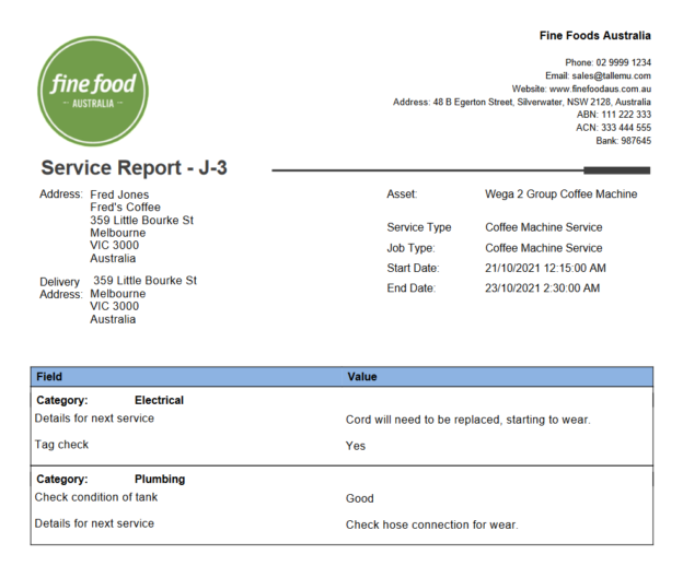 Service Report Templates - General Help - Tall Emu CRM