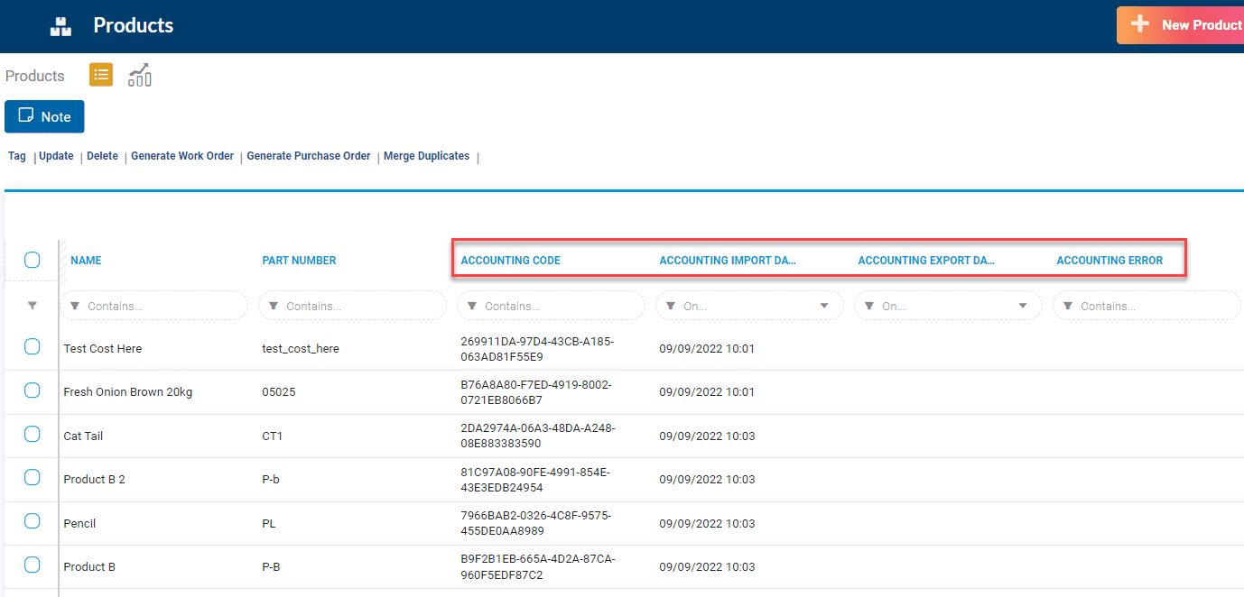 Accounting details for Products - General Help - the CRM CRM Australia