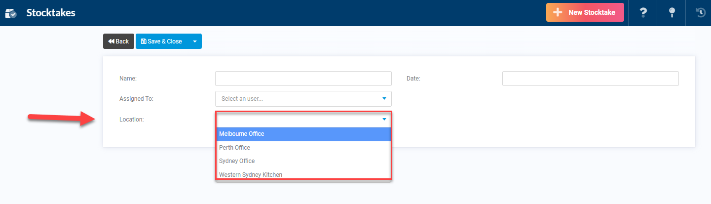 Stock Locations - General Help - Tall Emu CRM Australia