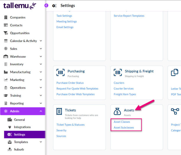 Creating Assets - General Help - Tall Emu CRM