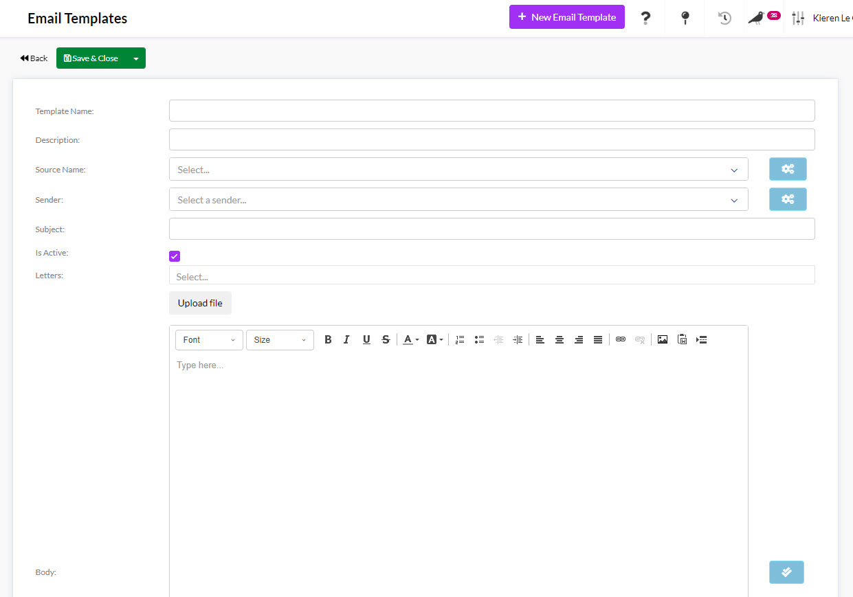Creating Email Templates - General Help - Tall Emu CRM