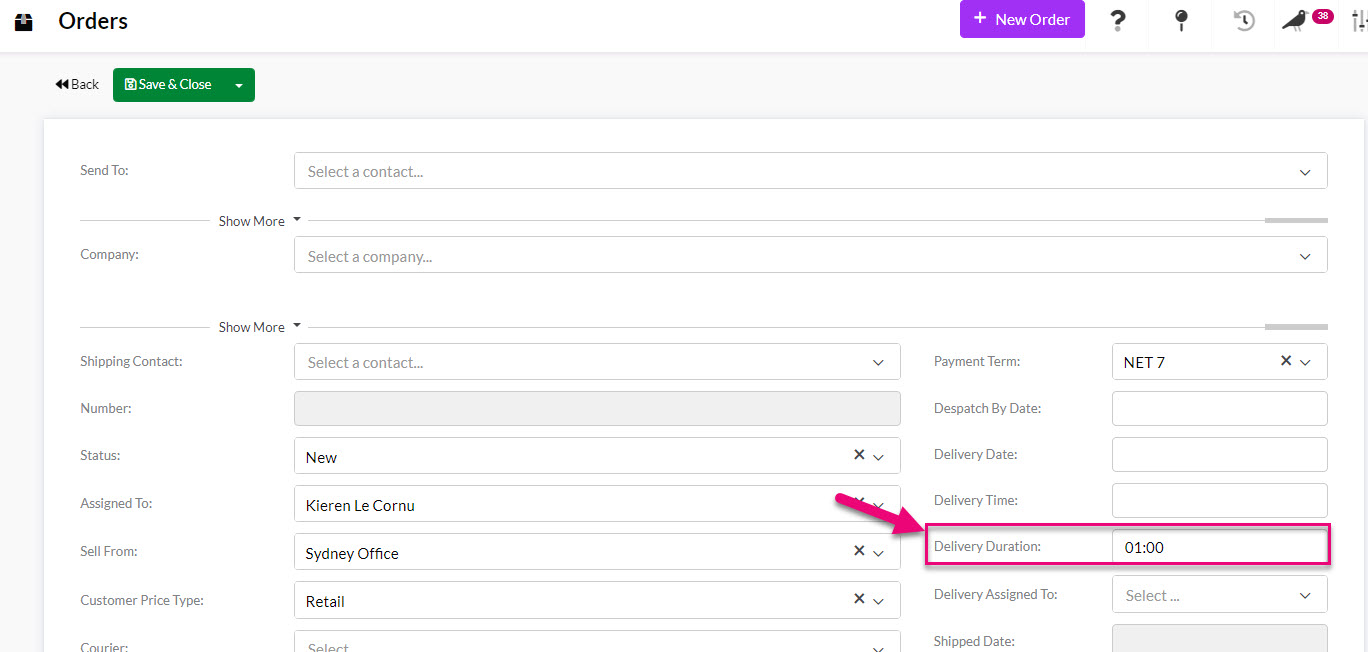 Delivery Options - General Help - Tall Emu CRM