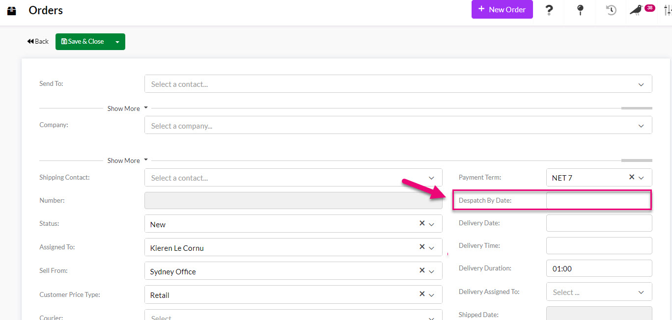 Delivery Options - General Help - Tall Emu CRM