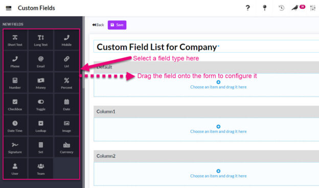Custom Fields - General Help - Tall Emu CRM