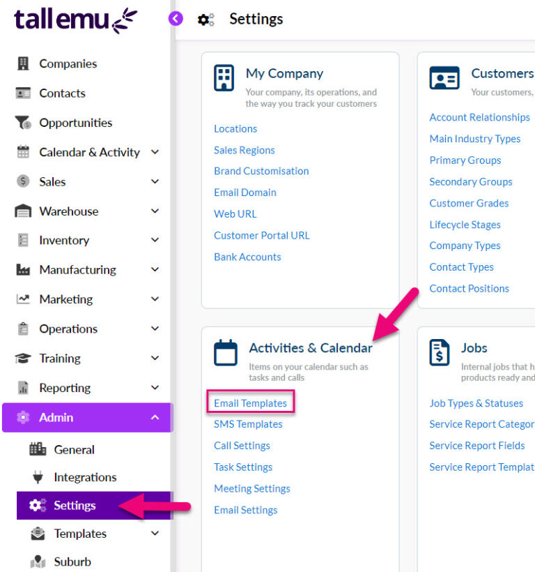 Creating Email Templates - General Help - Tall Emu CRM