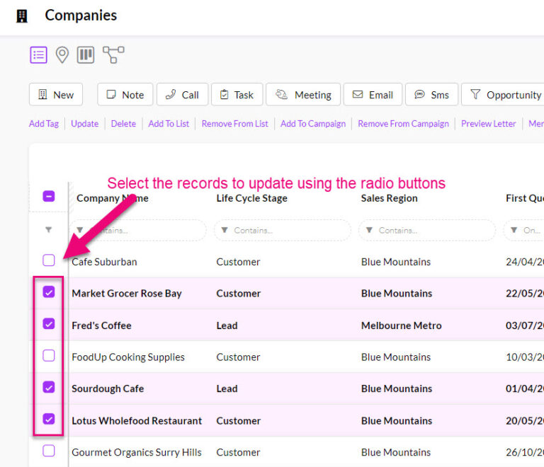 Bulk updating records - General Help - Tall Emu CRM