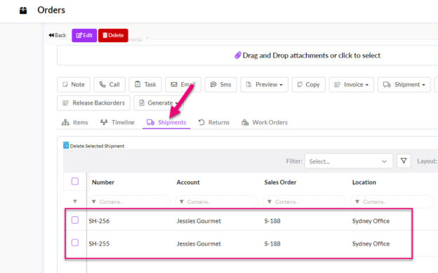 Outbound Shipments - General Help - Tall Emu CRM
