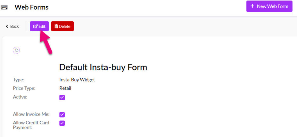 Insta-Buy Web Forms - General Help - Tall Emu CRM