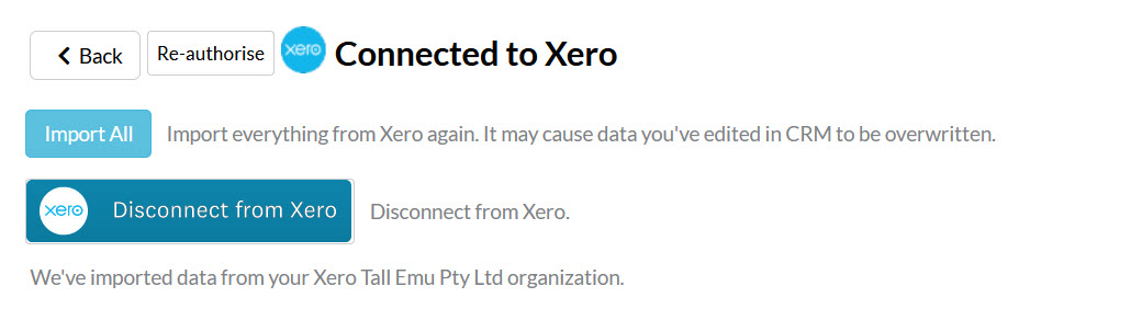 Connecting to Xero - General Help - Tall Emu CRM