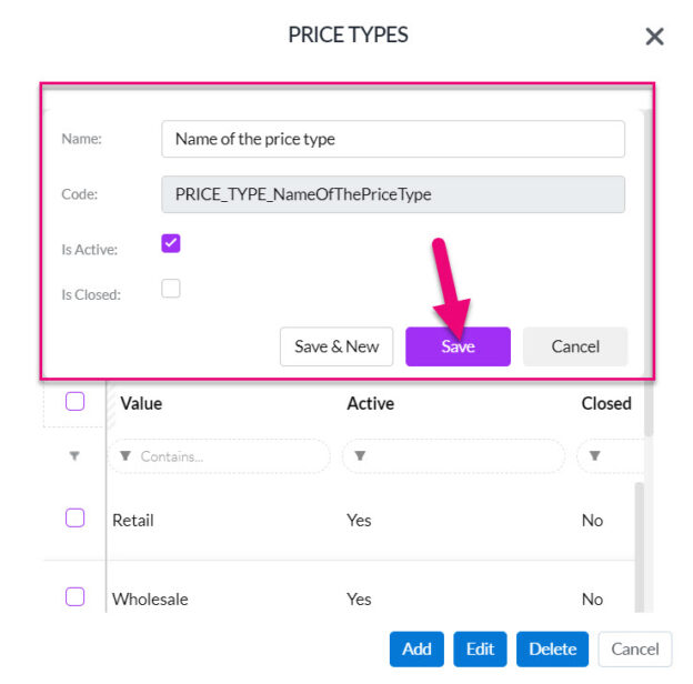 Different Price Types - General Help - Tall Emu CRM