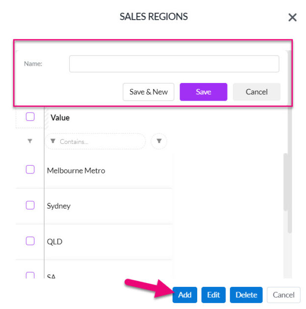 Sales Regions - General Help - Tall Emu CRM