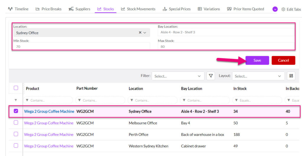 Product Inventory Details - General Help - Tall Emu CRM