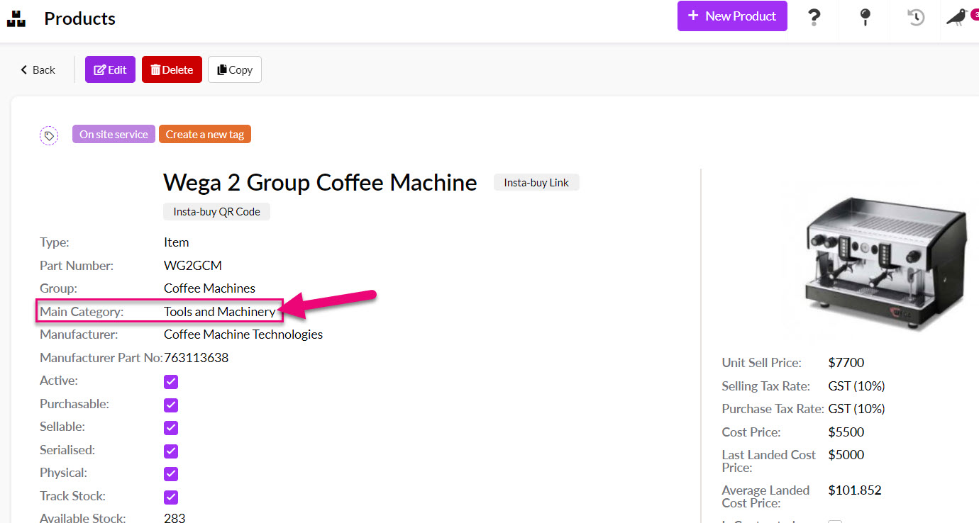 Product Categories - General Help - Tall Emu CRM