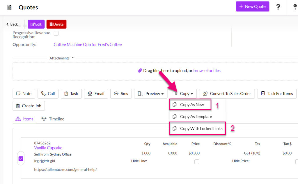 Creating Quotes - General Help - Tall Emu CRM