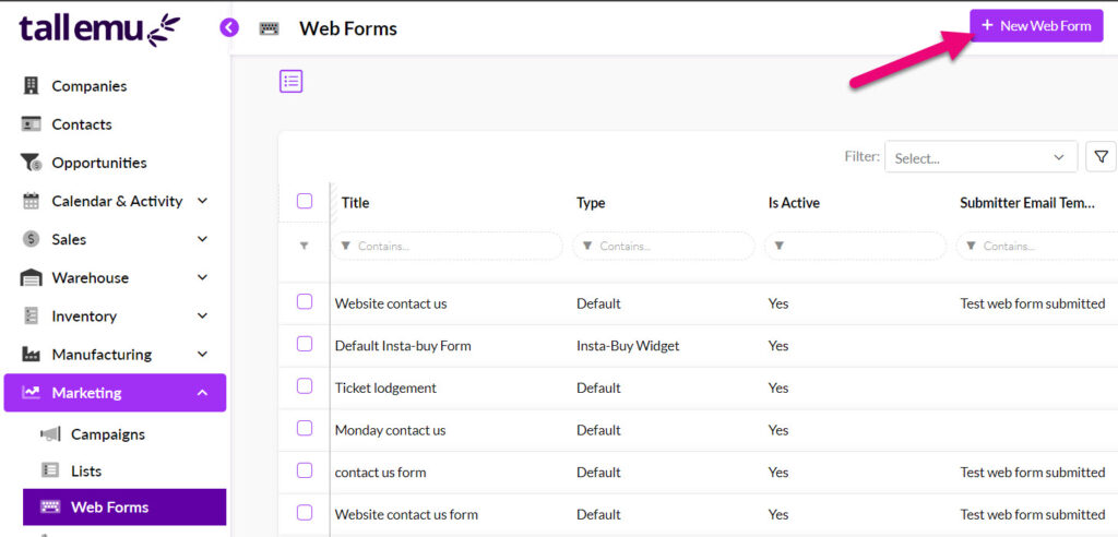 Insta-Buy Web Forms - General Help - Tall Emu CRM