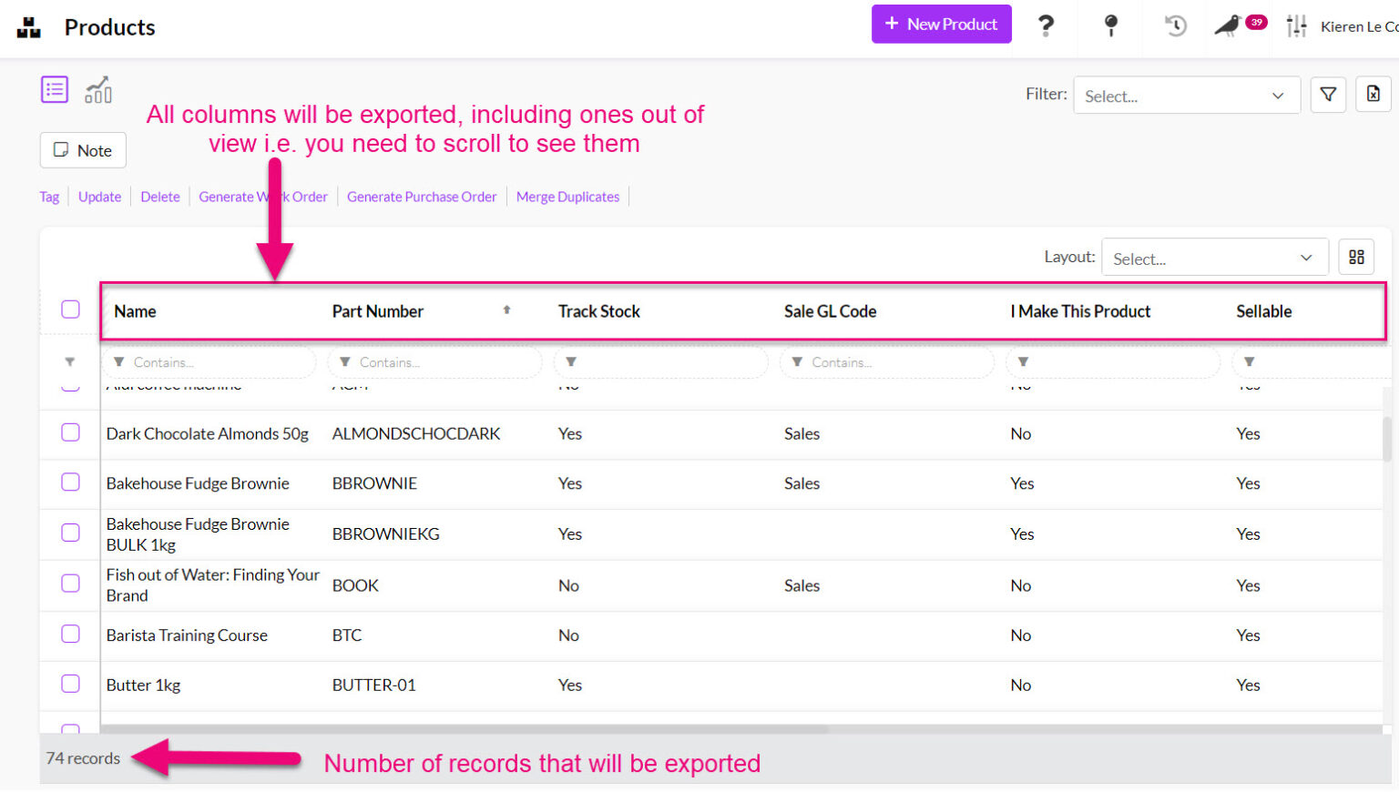 Importing & exporting Product data - General Help - Tall Emu CRM