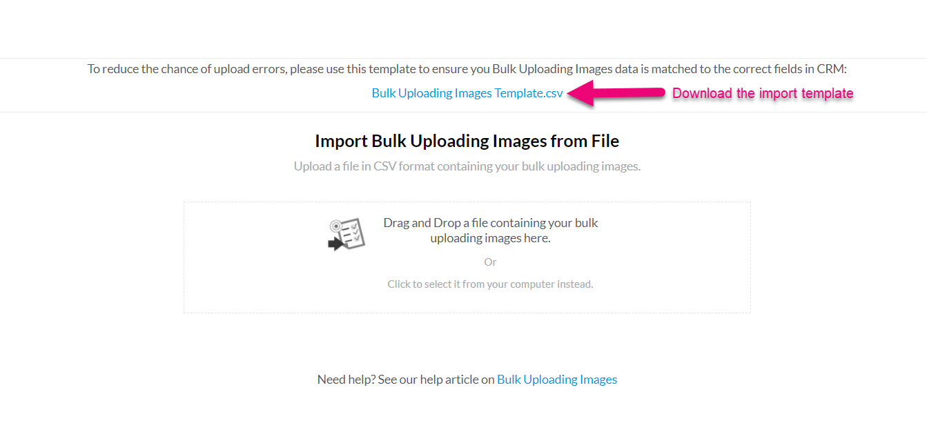 Bulk uploading images - General Help - Tall Emu CRM