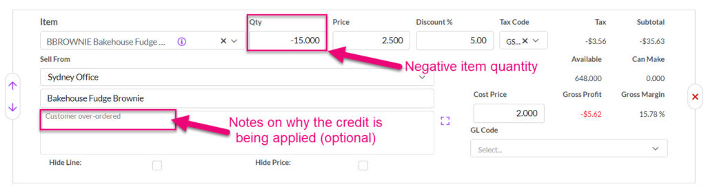 Credit Notes - General Help - Tall Emu CRM