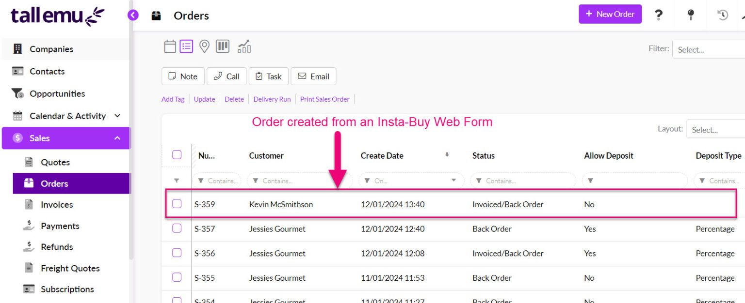 Insta-Buy Web Forms - General Help - Tall Emu CRM