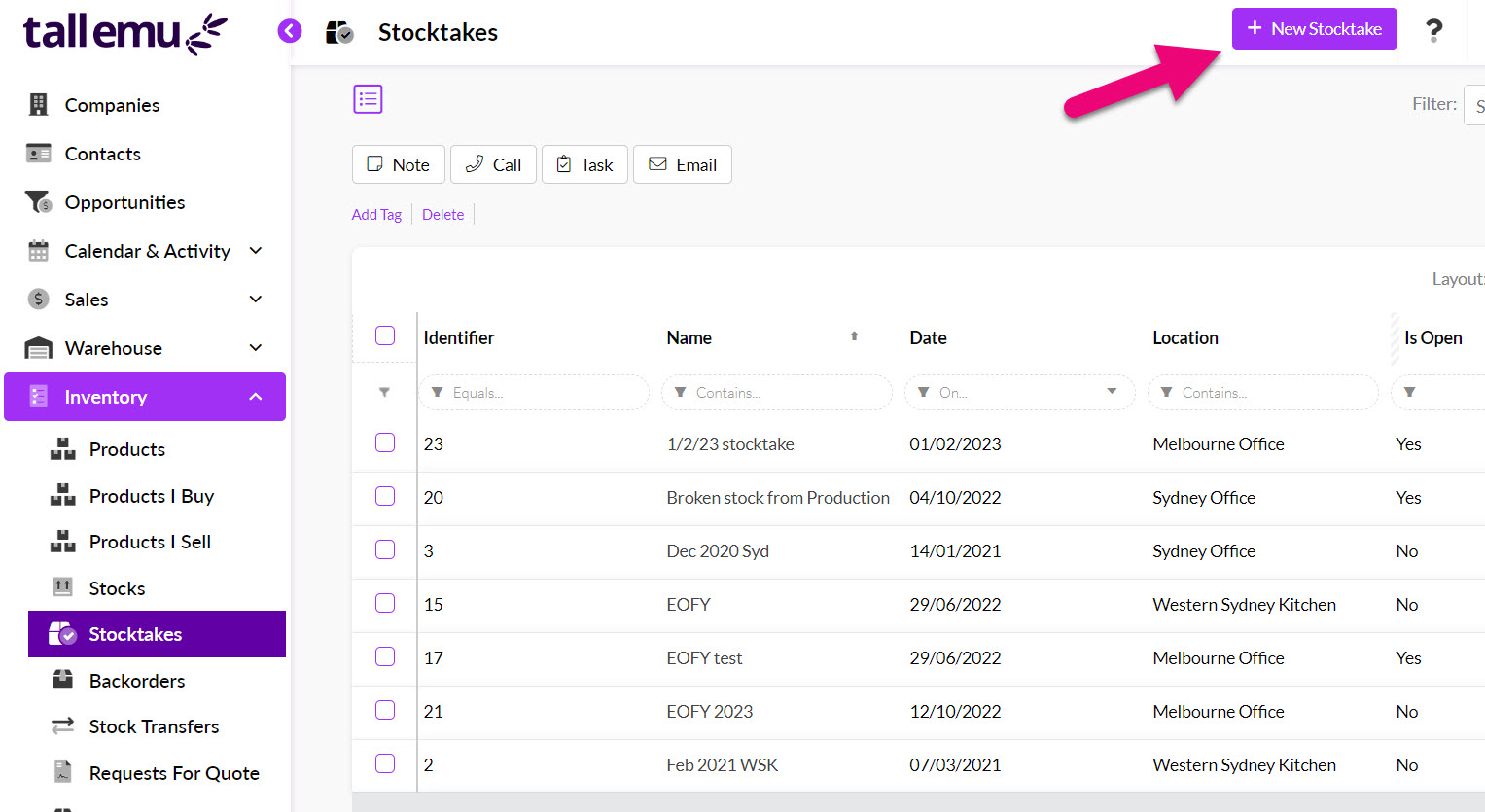 Stocktakes - Doing Stock Takes in the CRM CRM