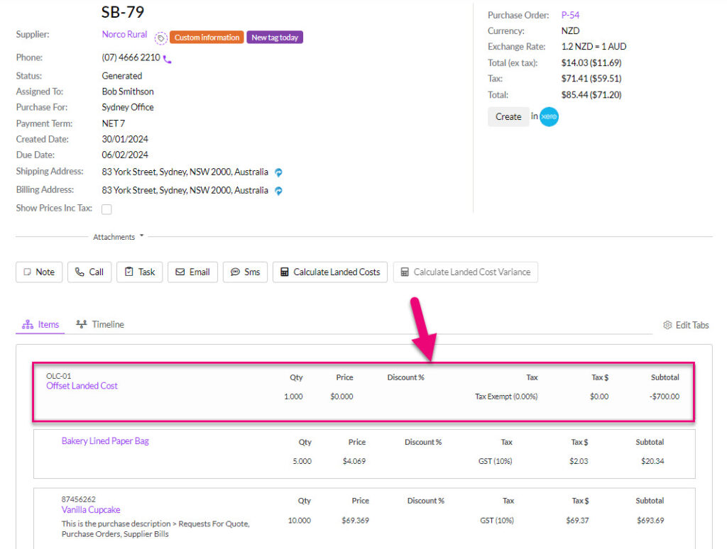 Working with Landed Costs - General Help - Tall Emu CRM