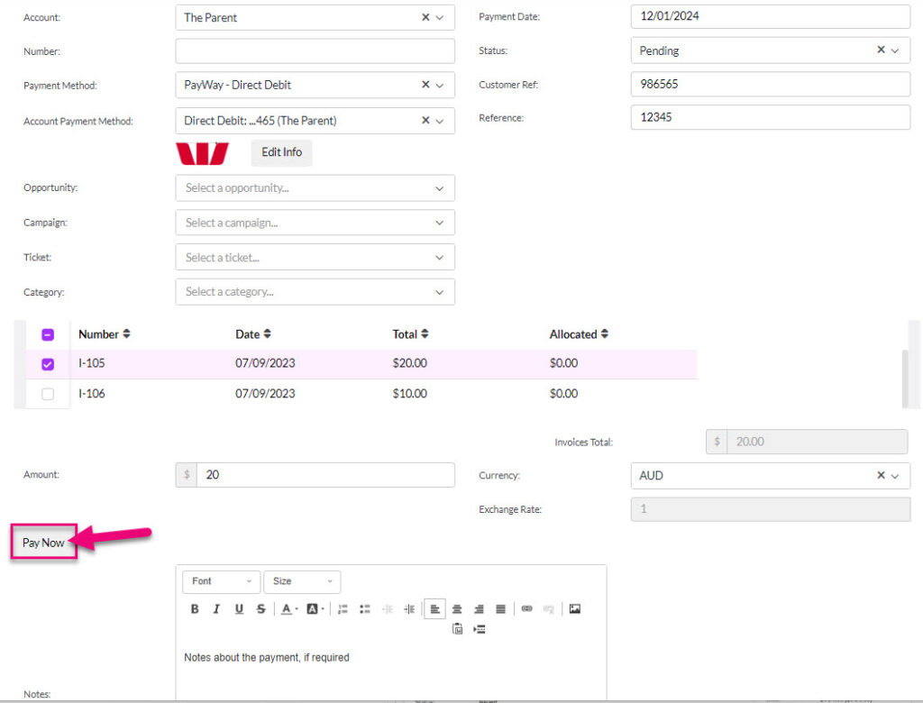 Taking Direct Debit Payments - General Help - Tall Emu CRM