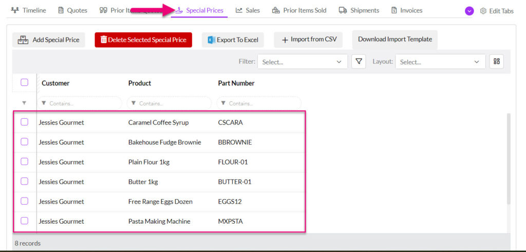 Customer-Specific Pricing - General Help - Tall Emu CRM