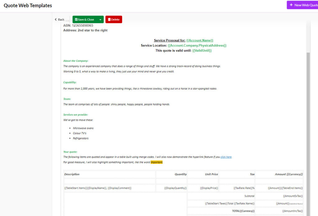 Proposal-Based Web Quotes - General Help - Tall Emu CRM