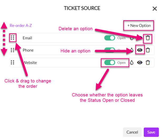 Ticket settings - General Help - Tall Emu CRM