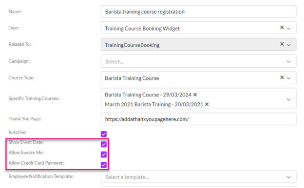 Training Course Booking Web Forms - General Help - Tall Emu CRM + MYOB ...