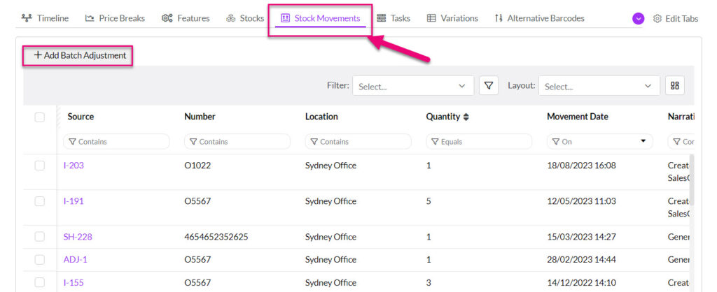 Stock Adjustments - General Help - Tall Emu CRM