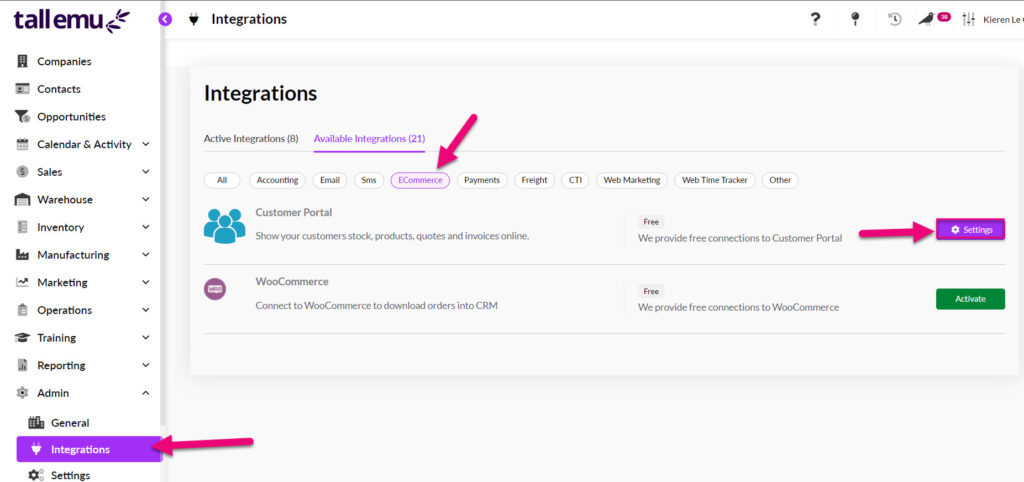 Customer Portal Admin - General Help - Tall Emu CRM
