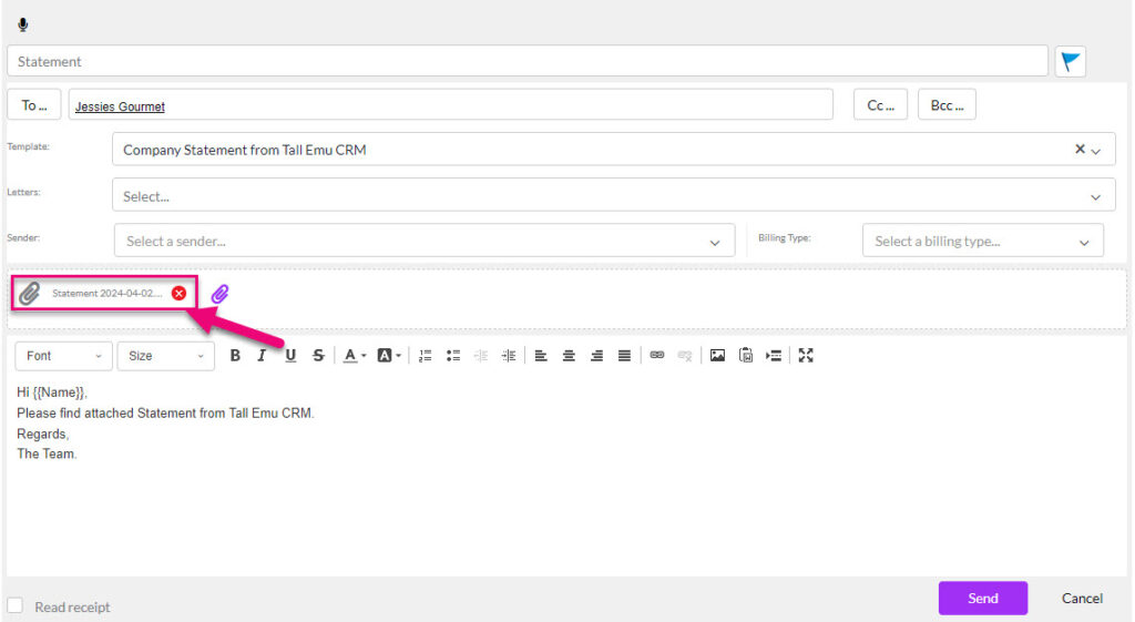 Sending Statements - General Help - Tall Emu CRM