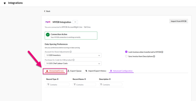 Accounting Integration Errors - General Help - Tall Emu CRM
