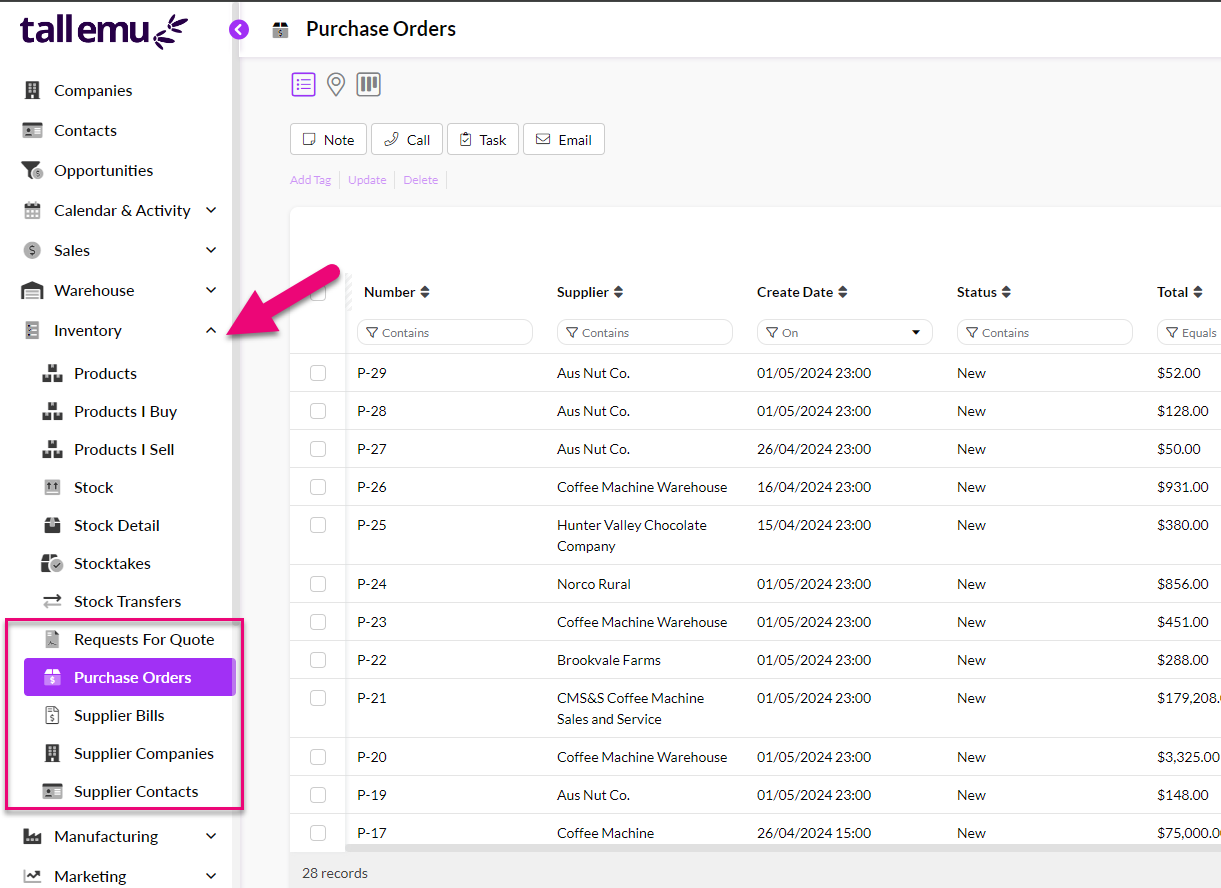 Learn about purchasing - General Help - Tall Emu CRM